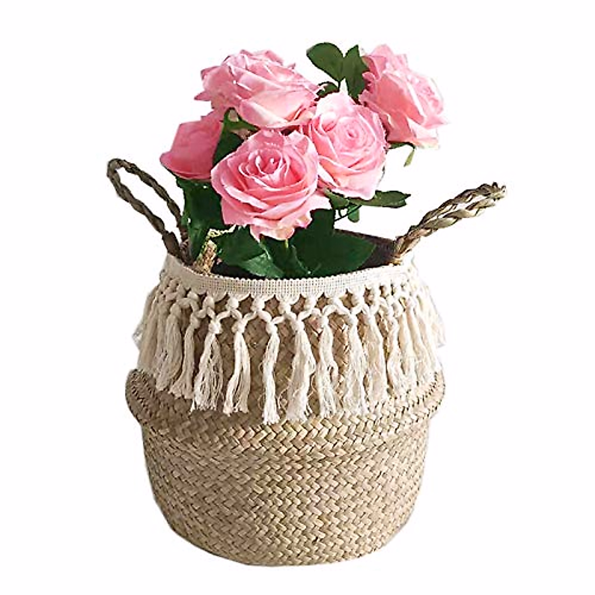 Flower Basket Flower Pot Nordic Long Tassel Faux Flowerpot Living Room Storage Container Bonsai Container with Drainage 1 XS