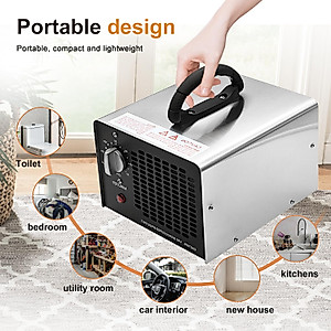 0zone Generator, 30000 mg/h 0zone Machine Ionizer for Home, Car, Basement, Industrial, Commercial Silver