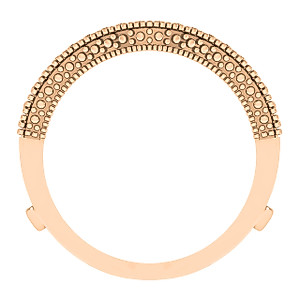 Dazzlingrock Collection Round Blue Sapphire & White Diamond Millgrain Double Guard Wedding Band for Women in 14K Rose Gold, Size 4