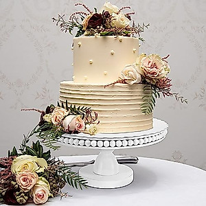 Wood Cake Stand, Cupcake Stand with Pedestal Stand, White Cake Stands for Dessert Table/Party/Wedding/Baby Shower/Afternoon Tea, Round Decorative Cake Holder Plate for Farmhouse Décor