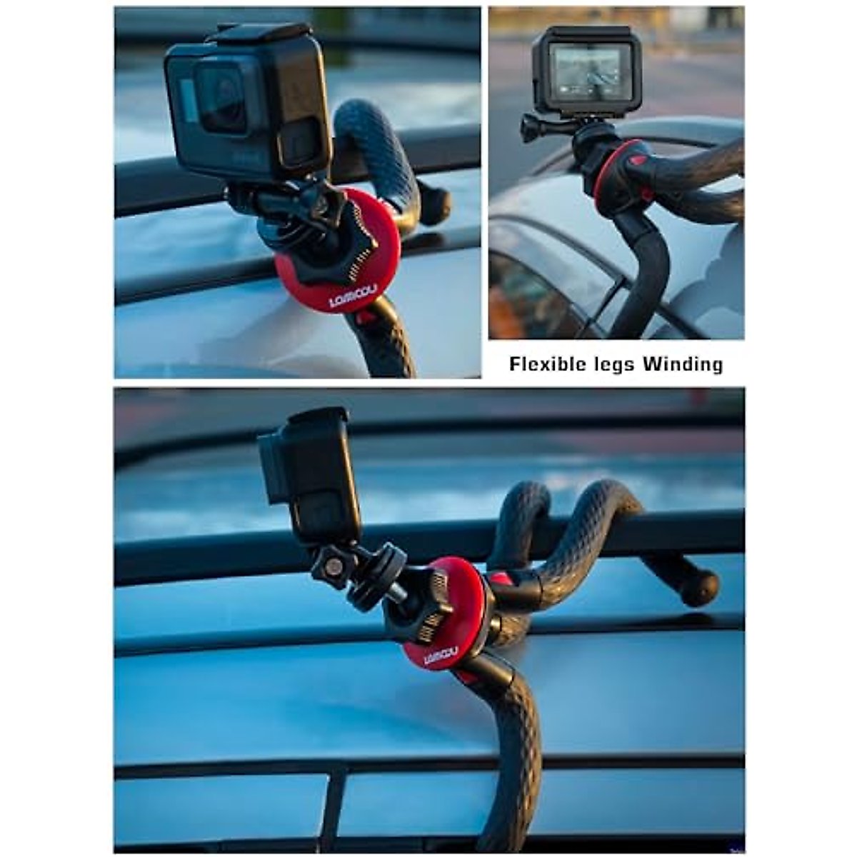 Lammcou Flexible Action Camera Tripod for GoPro Hero 11 10 9 8 Insta360, Bendable Small Mini Action Camera Gorrila Tripod - Perfect for Travel and Adventure