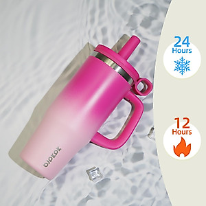 BJPKPK 32oz Stainless Steel Insulated Tumbler with Handle and Straw Travel Coffee Mug Thermal Cups with Lid,Cherry Blossom