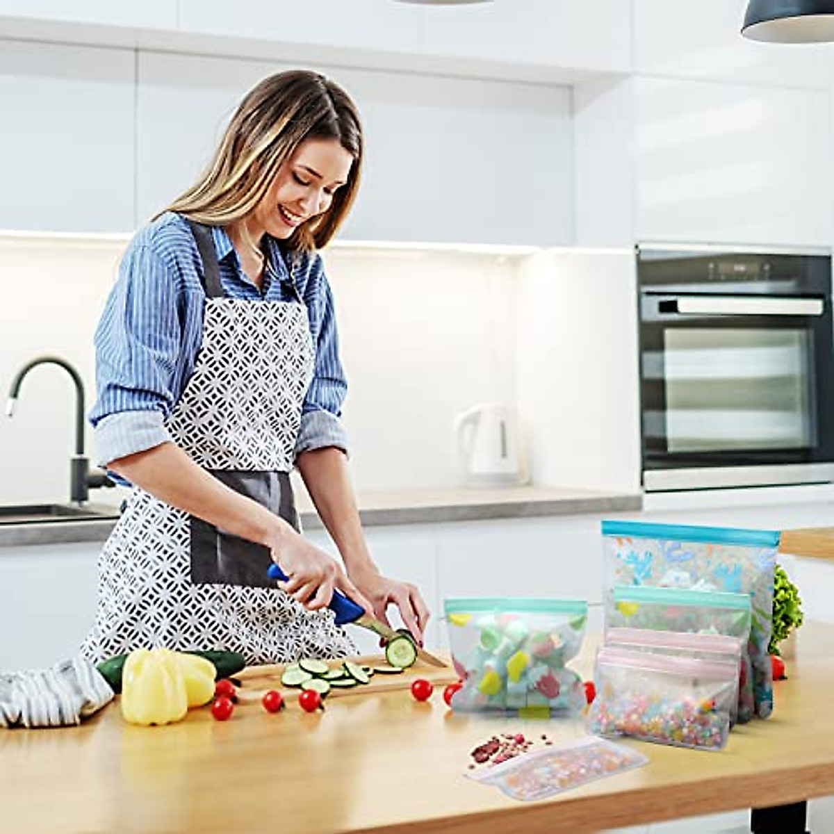 Reusable Ziploc Bags Silicone, Reusable Food Storage Bags-10 Pack BPA FREE Extra Thick Reusable Lunch Bags|2 Reusable Gallon Freezer Bags|4 Leakproof Reusable Sandwich Bags|4 Reusable Snack Bags|