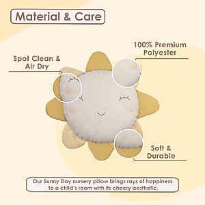 MON AMI Sunny Day Sun Shaped Pillow – 14.5”, Plush Floor Pillow & Decorative Cushion for Child’s Nursery, Bed or Couch, Cute Room Décor