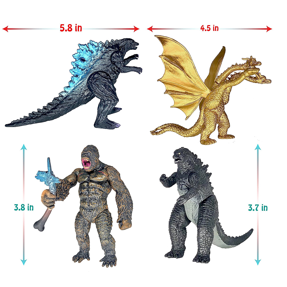 TwCare Set of 8 Attacking King Kong vs Godzilla Toys Movable Joint Action Figures King of The Monsters Ghidorah Birthday Kid Gift Cake Toppers
