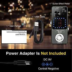 LEKATO Looper Pedal, Guitar Looper Pedal for Electric Guitar Bass Guitar Loop Pedal with SYNC & Tuner Function Triple Loop Pedal with LED Screen Unlimited Overdubs 3 Loops 18 Minutes Record Time(Grey)