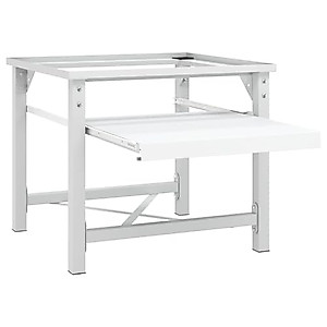 vidaXL Washing Machine Pedestal, Washer and Dryer Stand, Washing Machine Riser with Pull-Out Shelf, Laundry Pedestal for All Washing Machines, White