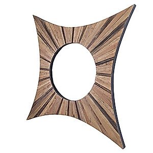 dreamlify Rustic Loon Peak Wall Mirror, Natural Wood Frame Accent Mirror with Beveled Effect, Stylish Decorative Mirrors for Home, 36 x 36