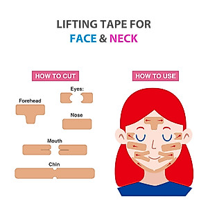 Kindmax Face Tape, 2 Rolls, Anti Wrinkles Patches, Face Eye Neck Lift Tape, V Line Lifting Chin Strap, Face Toning Belts, High Elasticity, Firming and Tightening Skin 2.5cm*5m (Beige)