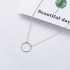 S.J JEWELRY Womens Handmade 14k Gold Plated/Rose Gold/Silver Plated Dainty Moon Cross and Circle Choker Necklace for womens NK-Circle