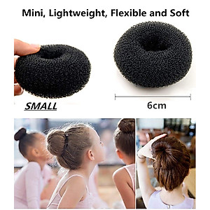 4 Pack Extra Small Hair Bun Maker Mini Chignon Hair Doughnut Shaper Hair Donut Sock Bun Form for Kids, Girls, Short and Thin Hair (Small Size 2.4 Inch, Black)
