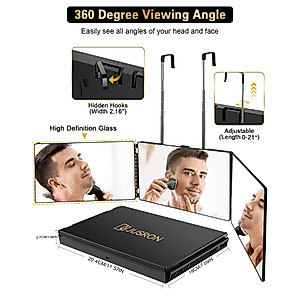 3 Way Mirror for Self Hair Cutting, 360 Trifold Barber Mirrors 3 Sided Makeup Mirror to See Back of Head, Used for Hair Coloring, Braiding, DIY Haircut Tool are Good Gifts for Men Women (Without LED)