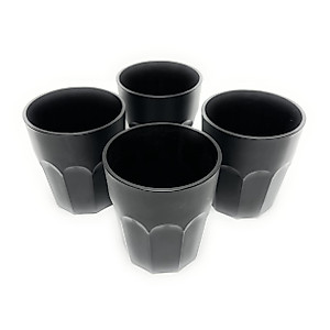 Mintra Home Unbreakable Drinking Cups and Tumblers 4PK - Shatterproof, BPA Free, Reusable, Party Cups, BBQ, Colorful Set, indoors and outdoors (Small - 12oz, Black)