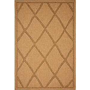 Unique Loom Trellis Collection Area Rug-Geometric Lattice Design, Moroccan Inspired for Indoor/Outdoor Décor, 6 ft x 9 ft, Light Brown/Brown