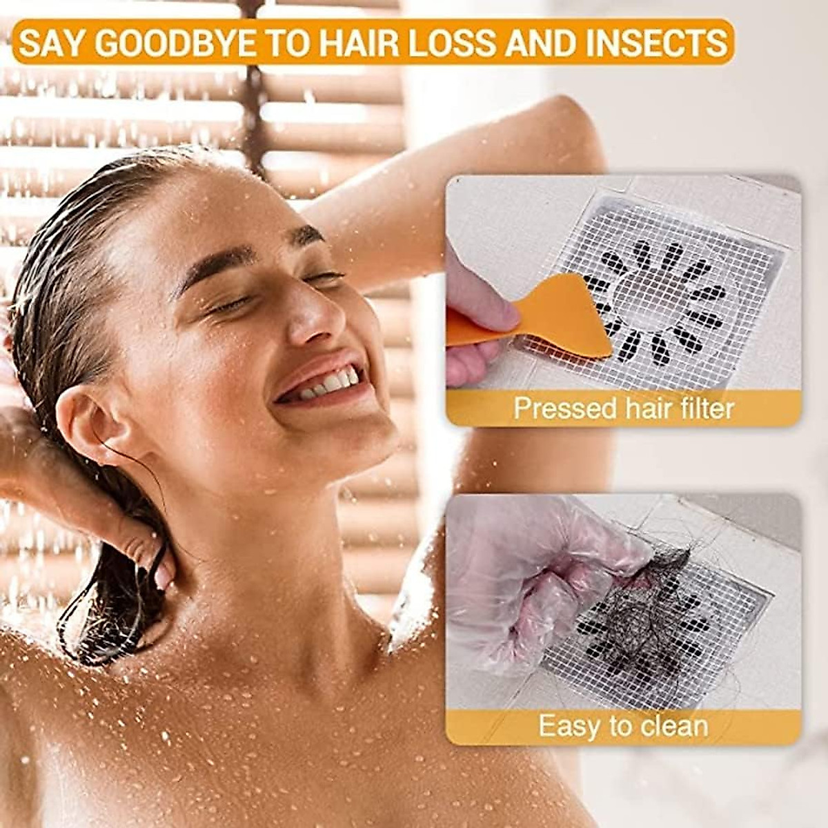 20 PCS Disposable Hair Drain Stickers, 2024 New Disposable Shower Drain Covers Hair Catcher, Drain Mesh Sticker Drain Screen, Floor Drain Sticker for Bathroom Laundry Bathtub Kitchen Sink