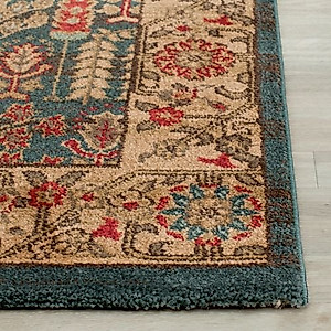 SAFAVIEH Mahal Collection Accent Rug - 4' x 5'7", Navy & Natural, Traditional Oriental Design, Non-Shedding & Easy Care, Ideal for High Traffic Areas in Entryway, Living Room, Bedroom (MAH697E)