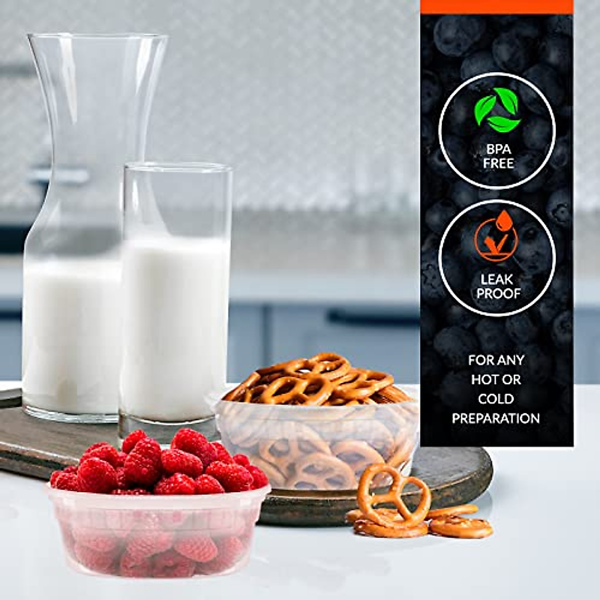 PAMI Deli Plastic Containers With Lids [48-Pack, 8oz] - Small Food Containers For Sauces, Salsas, Dips - BPA-Free, Microwave & Freezer Safe Food Storage Pots- Clear Meal Prep Condiment Containers