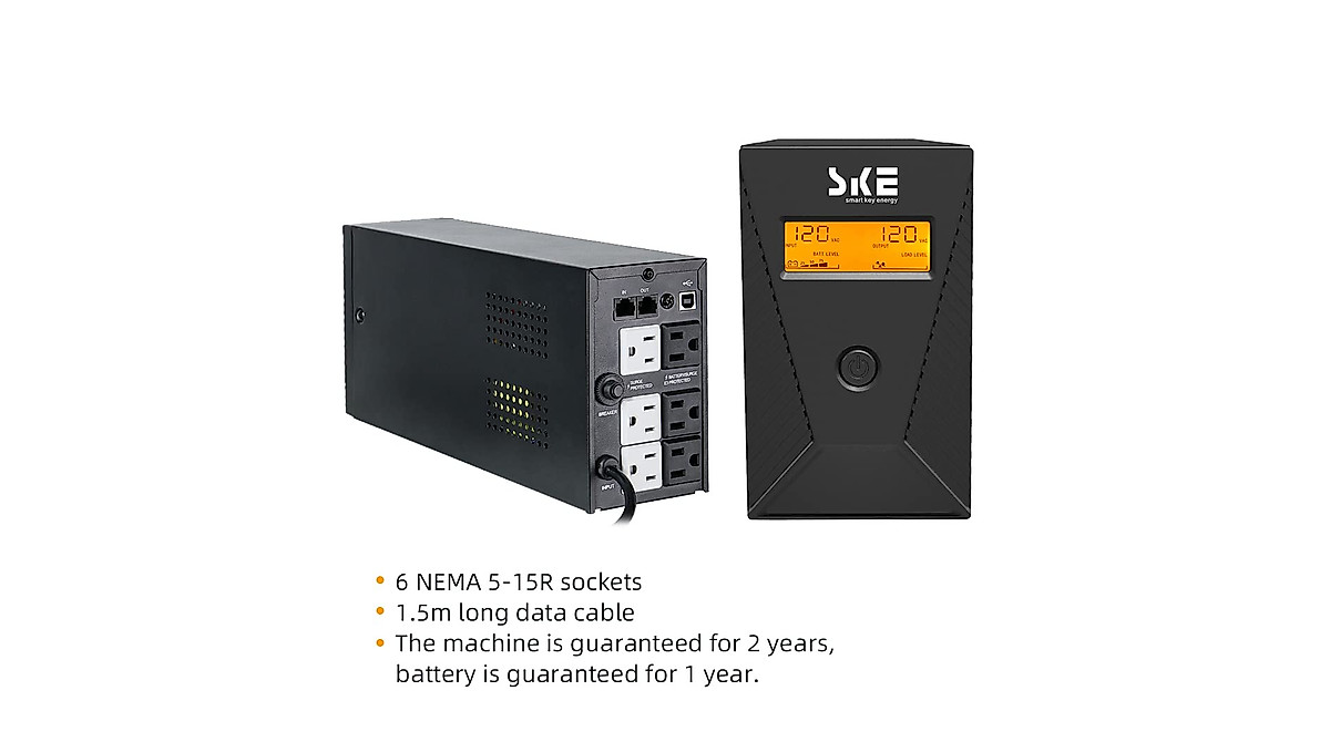 600VA UPS Battery Backup & Surge Protector for Computers