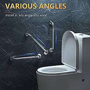 16 Inch Anti-Slip Shower Grab Bar, iMomwee Chrome Stainless Steel Bathroom Grab Bar Handle with Textured Grip, Shower Balance Bar, Safety Hand Rail Support, Handicap Elderly Senior Assist Bath Handle