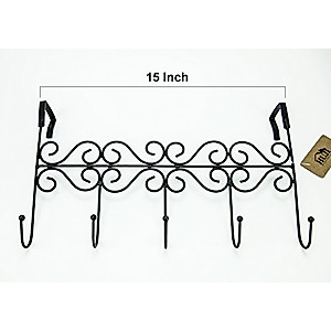HUJI Sturdy Over The Door 5 Hooks Clothes Hanger for Coats Hats Belts Organization Storage for Office or Home (1 Pack, Over The Door Hanger)