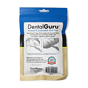 Dental Guru Charcoal Dental Floss Picks - Refreshing Peppermint Flavor - Biodegradable Handles for Sustainable Oral Care - Removes Plaque, Tartar & Prevents Bad Breath - Pack of 12 (75 Count/Pack)