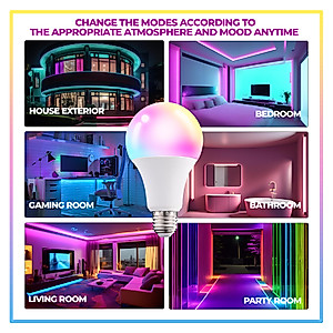 Droiee Dimmable E26 Warm LED Light Bulb, 6W RGBW Color 500LM with 16 Color Changing Modes for Christmas, Party etc with Remote Control 2 Pack