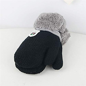 ORVINNER 3 Pairs Toddler Gloves Baby Boys Girls Winter Warm Sherpa Lined Knit Gloves Kids Mittens Black/Grey/Navy Pack
