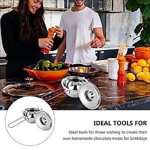 Hemoton Coffee Warmer Butter Warmer with Handle Mini Turkish Coffee Maker Stainless Steel Melting Pot with Lid Pan Saucepan Kitchen Cookware Cooking Accessories 14cm Turkish Coffee Pot