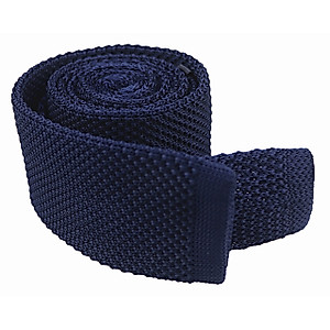 Slim Navy Blue Silk Knitting Tie Border Pattern Business Necktie for Men or Boys