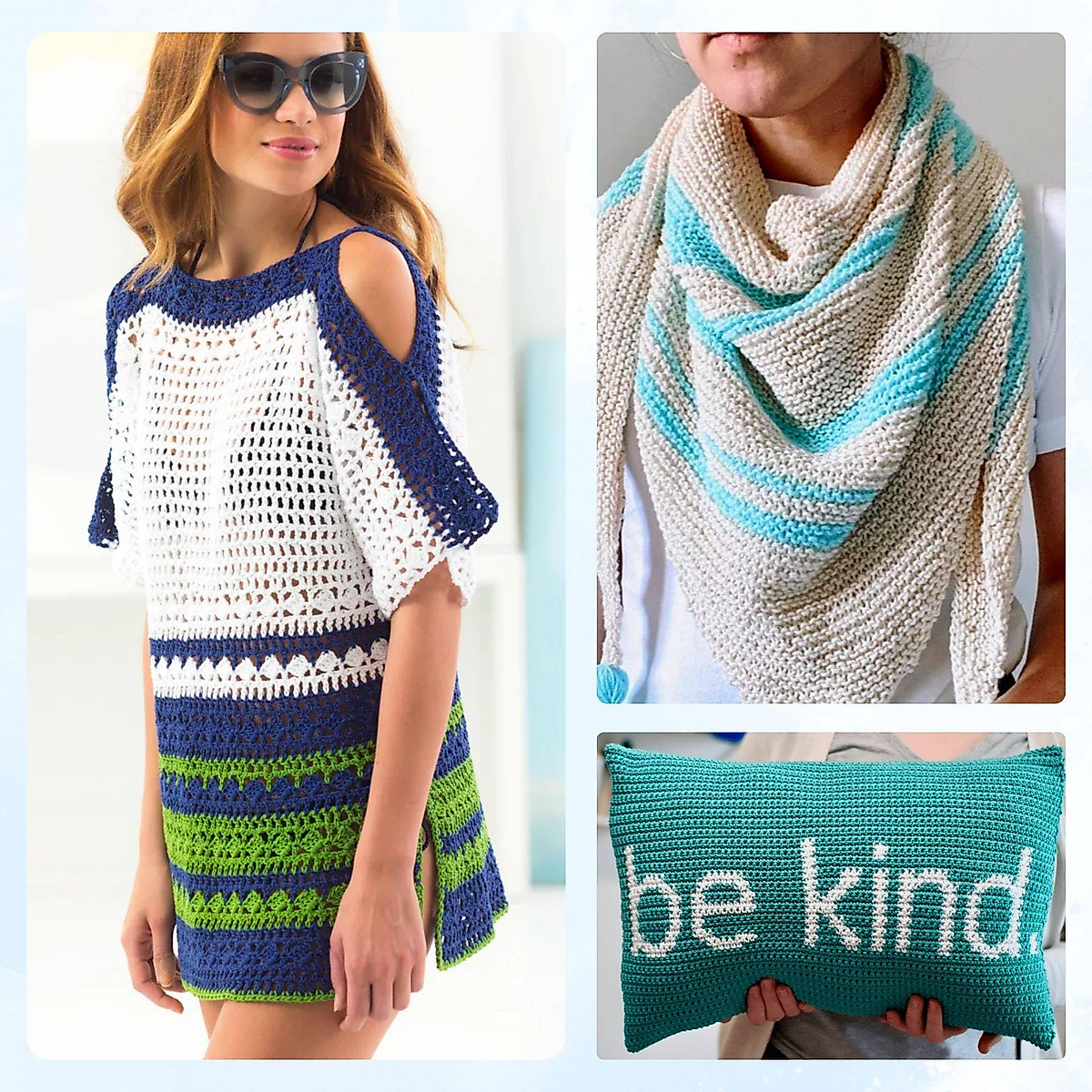 Lion Brand 24/7 Cotton Navy 761-110 (3-Skeins - Same Dye Lot) Worsted Medium #4 Cotton Yarn for Crocheting and Knitting with Project Bag