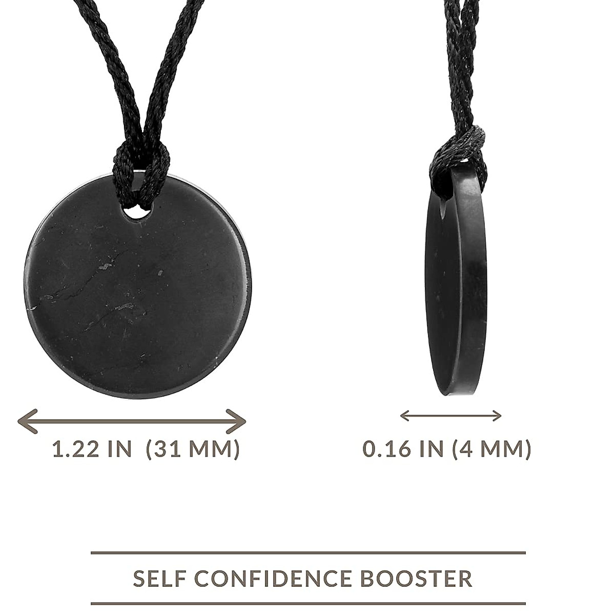 QUANTHOR Shungite Stones Protection Necklace | Authentic from Karelia Shungite Crystal with Carbon Fullerenes | Bad Energy Protection Shungite Necklace (Round)