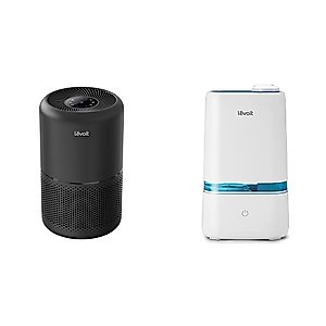 LEVOIT Air Purifier for Home Allergies Pets Hair in Bedroom, Black & 4L Humidifiers for Bedroom Large Room & Essential Oil Diffuser, Quiet Cool Mist for Home, Blue