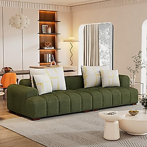 Modern Cloud Sofa Mid-Century Comfy Boucle Couch,Oversized Luxury Loveseat Corduroy Fabric Upholstered Leisure Deap Seat Sectional Sofá Modular Couches with 4 Throw Pillows for Living Room