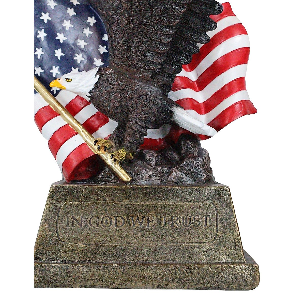 Ebros Patriotic Pride and Honor Bald Eagle Clutching American Flag Statue 10.75" Tall Wildlife Decor Figurine