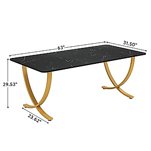 Tribesigns Executive Desk, 63” W x 31.5” D Large Office Desk, Modern Computer Desk Conference Table Meeting Room Table, Business Furniture for Home Office, Black and Gold