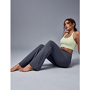 Ewedoos Yoga Pants Women High Waisted Pants with 3 Pockets Bootcut Yoga Trouser Style Yoga Pants Stretchy Work Pants Gray