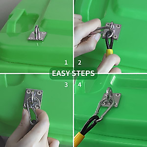 Trash Can Lid Lock,Trash Can Locks for Animals Stop from Rummaging Metal Universal Lid Lock for Outdoor Garbage Cans-Durable Rubber Coated Braided Wire Rope(4 Pack)