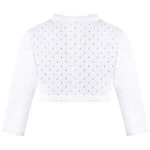 Lilax Baby Girls' Knit Long Sleeve One Button Closure Bolero Shrug 3-6 Months White