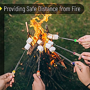 UNCO- Marshmallow Roasting Sticks, 5 Pack, 32”, Extendable Stainless Steel Smores Sticks, Campfire Sticks, Marshmallow Sticks, Hot Dog Sticks for Campfire, Roasting Sticks for Fire Pit, Smores Skewers