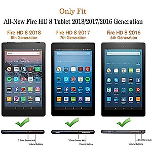 Fire HD 8 Case (2016/2017/2018 Release),Chgdss Cartoon Cute Case, Smart Cover Flip Leather Case with Stand Feature Ultra Slim PU Leather Cover,for Amazon Kindle Fire HD 8 (2018/2017), Golden Square