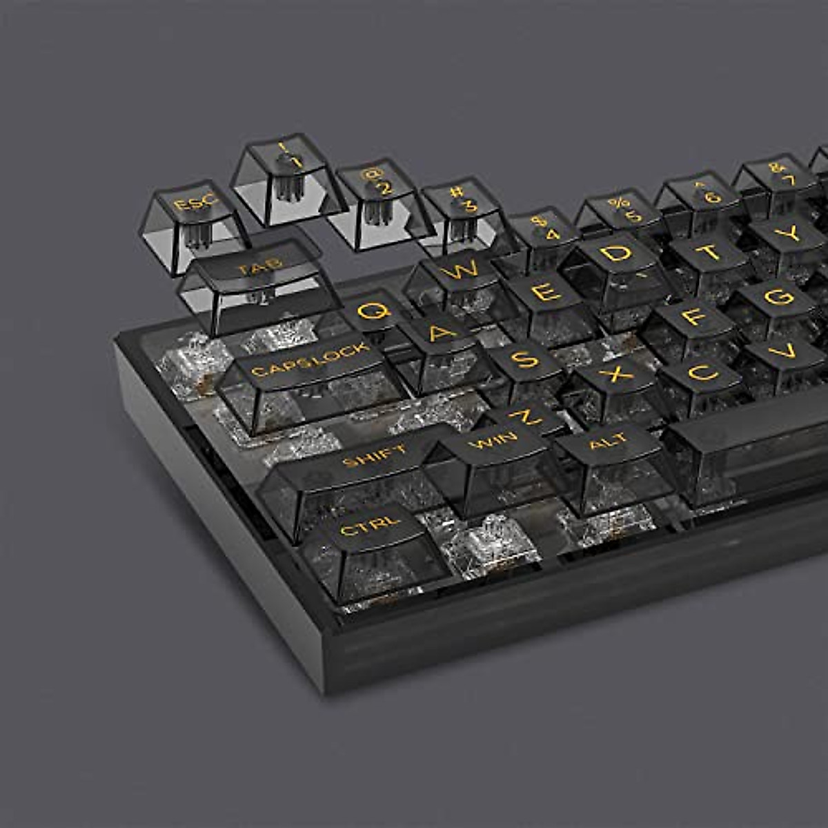 dagaladoo 140 Keys Black Clear Keycaps Full Set, Custom Cherry Profile Keyboard Keycaps, XVX Transparent PC Material Keycaps for 60% 65% 75% 100% Cherry Gateron Mx Switches Mechanical Keyboard
