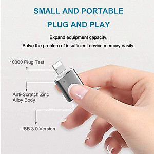 rosyclo Lightning to USB3 Adapter, MFi Certified USB OTG Data Sync Converter Compatible iPhone 12/11/X/8/7/6/iPad, Camera, Card Reader, USB Flash Drive, MIDI Keyboard, Mouse iOS 9.2-14+ Silver