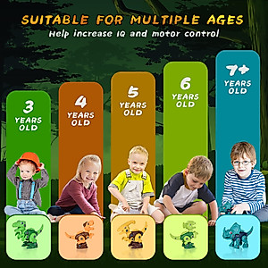 Teiiluve (5 Pack) Dinosaur Toys for Kids 3, 4, 5, 6, 7 8 - Kids Toys with Electric Drill - Stem Learning Construction Building Toys - Party Birthday Gifts for Kids Boys Girls