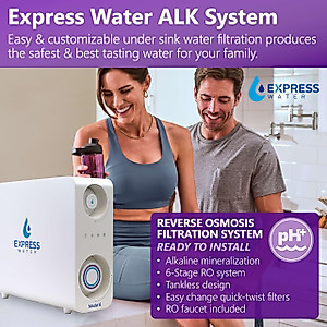 Express Water 600 GPD Tankless Reverse Osmosis System - 2:1 Pure to Drain Reverse Osmosis Water Filter System, Easy Install, Quick Twist Filters RO Water System - RO System Under Sink, Brushed Nickel