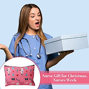 Reginary 6 Pcs Nurse Cosmetic Bag Bulk Christmas Nursing Gifts for Women Nurse Pouch Bags Makeup Bag Travel Organizer Zipper Pouch Xmas Birthday Gift for Nurse Nursing School(Bright Style)