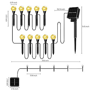 PINPON 2 Pack Solar Lights Outdoor 22 FT 20 LED 8 Modes Mini Crystal Bubble Outdoor Fairy Globe String Lights Waterproof Garden Decor Landscape Lighting for Pathway Walkway Patio Yard