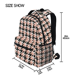 Houndstooth Tartan Tweed Laptop Backpack 16 Inch Large Backpack for Women Men School Business Work Travel Backpack