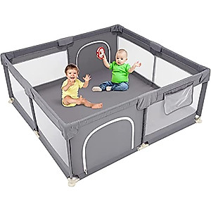 EAPURA Baby Playpen, Baby Playard, Baby Fence Play Area Indoor & Outdoor.Baby playpen with mat, Sturdy Safety Playpen with Soft Breathable Mesh, Playpen for Babies and Toddlers