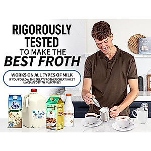 Zulay Executive Series Ultra Premium Gift Milk Frother For Coffee with Deluxe, Radiant Finish - Coffee Frother Handheld Foam Maker For Lattes - Electric Milk Frother Handheld For Coffee (Silver)