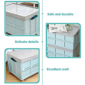 Ipetboom Storage Box with Wheels Collapsible Storage Box Storage Basket with Lid Folding Beach Cart Outdoor Wagon Utility Pull Cart Collapsible Storage Containers Plastic Crates Wheeled Atv